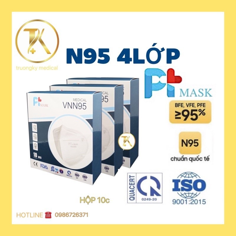 [Hộp10c] Khẩu trang N95 PT MASK, Khẩu trang y tế 4 lớp kháng khuẩn ...