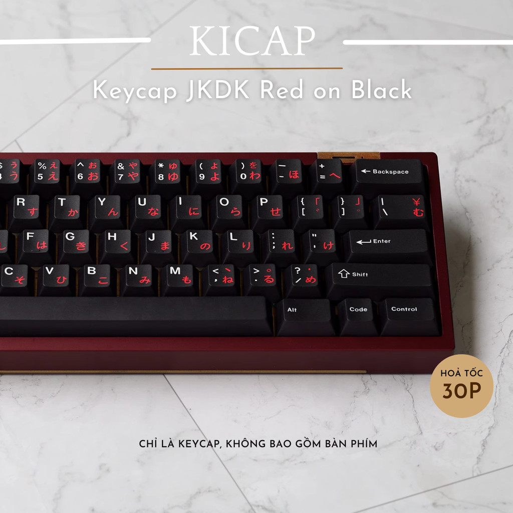 Bộ keycap cherry JKDK Red on Black 155 nút dày 1.4mm nhựa PBT cao cấp ...