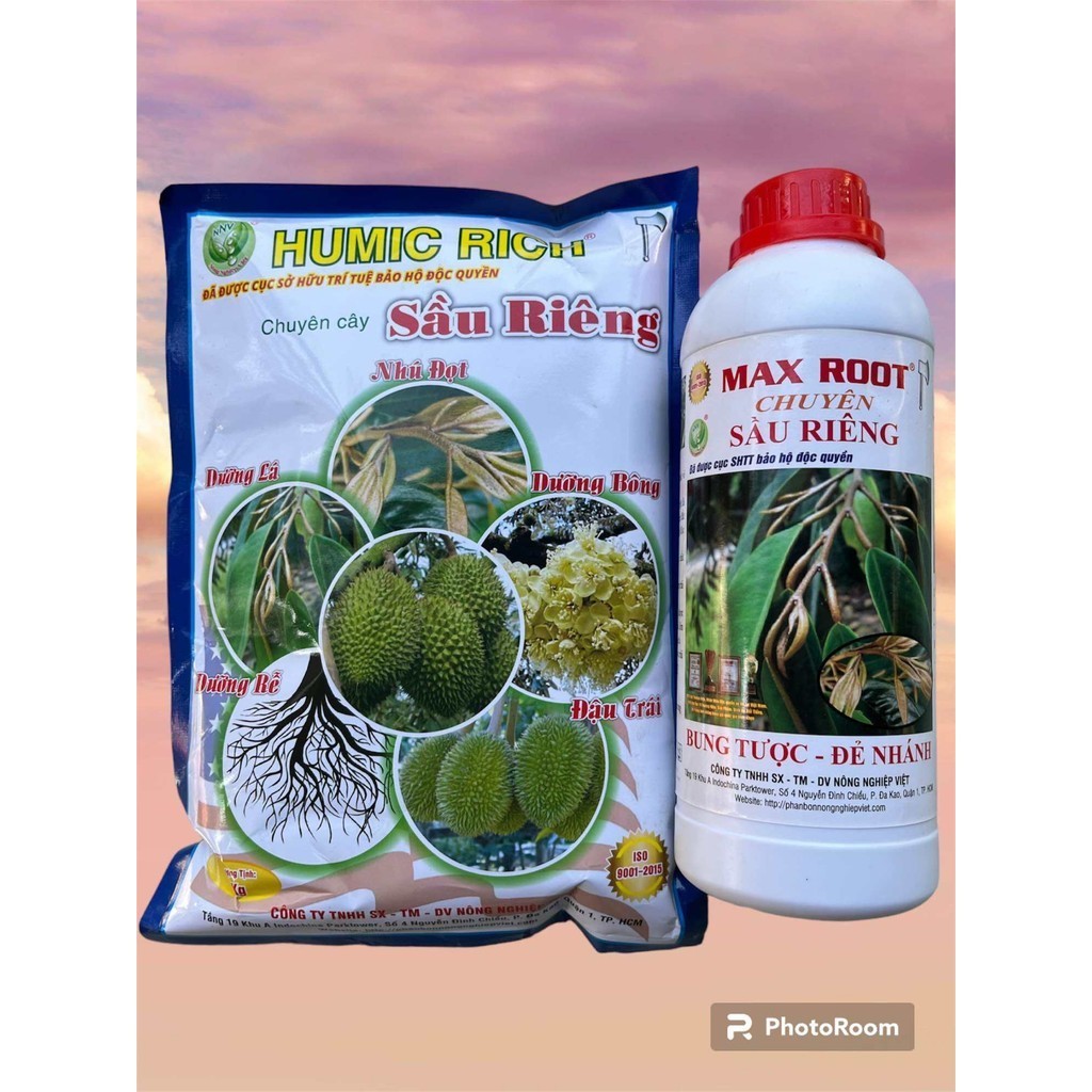 Bộ sản phẩm KÍCH RỄ, BUNG ĐỌT SẦU RIÊNG. 1kg Humic và 1 chai MAX ROOT ...