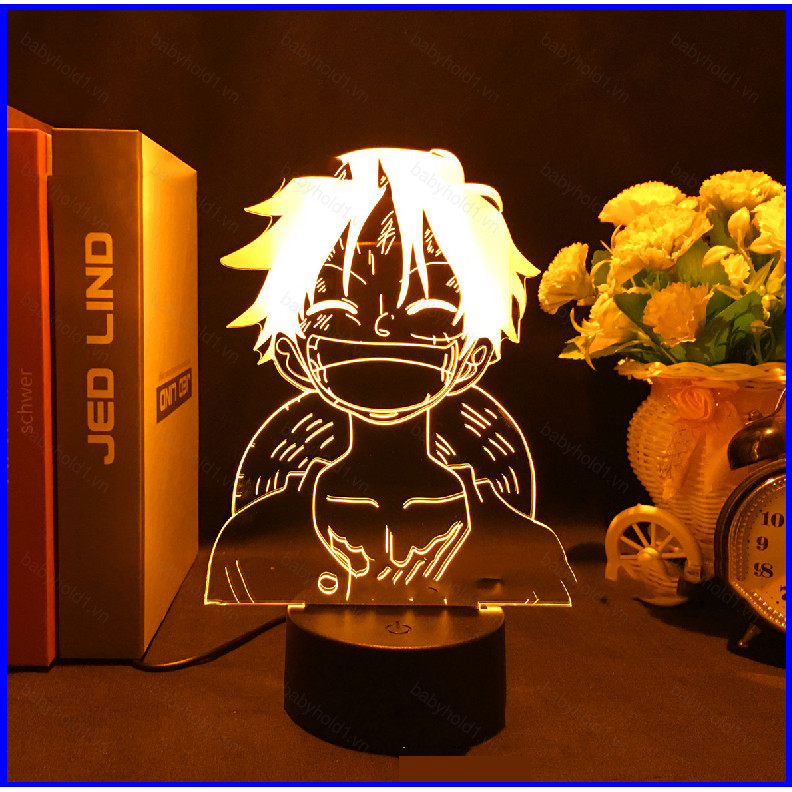 Yb One Piece Đèn Ngủ Anime 3d Đèn LED Từ Xa Sạc USB Luffy Chopper Hoạt ...