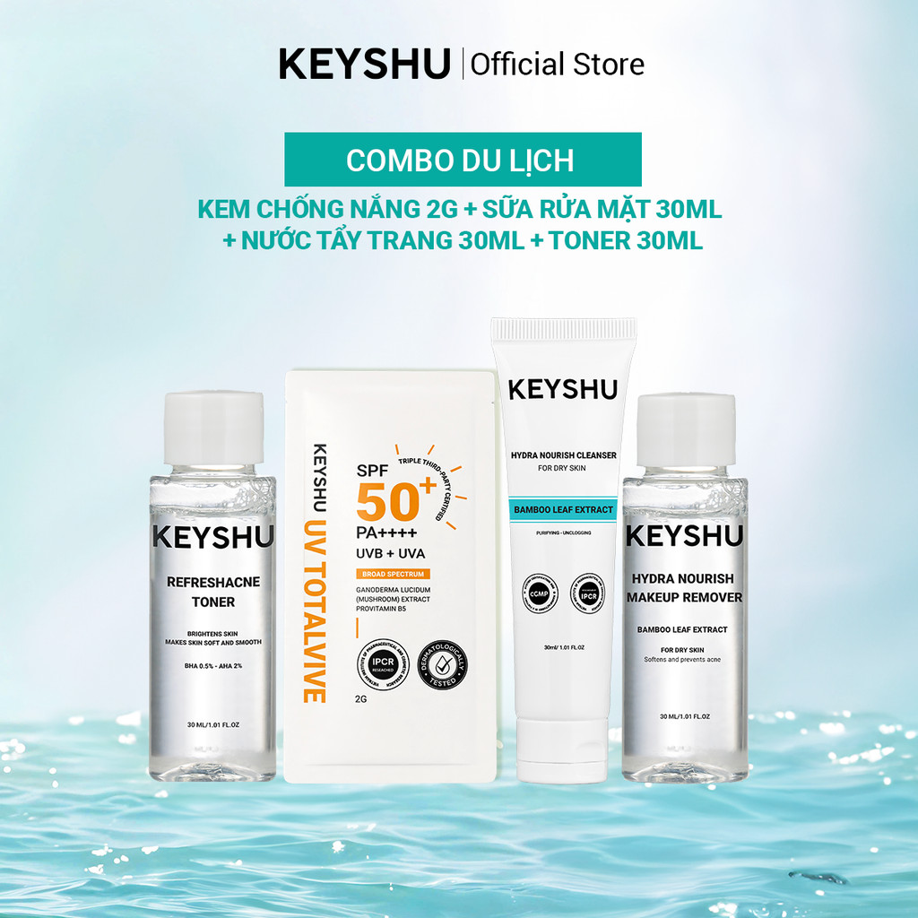 Combo Du Lịch KEYSHU Gồm Kem Chống Nắng 2g, Nước Tẩy Trang 30ml, Sữa ...