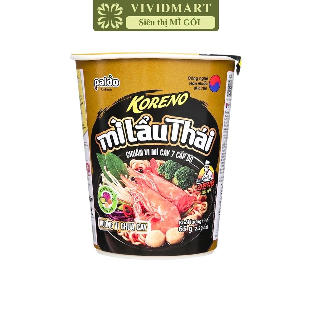 [LY LẺ] - PALDO - Mì ly lẩu thái Koreno hương vị Chua cay, Mì ly Koreno Lẩu thái chua cay, Mì ...