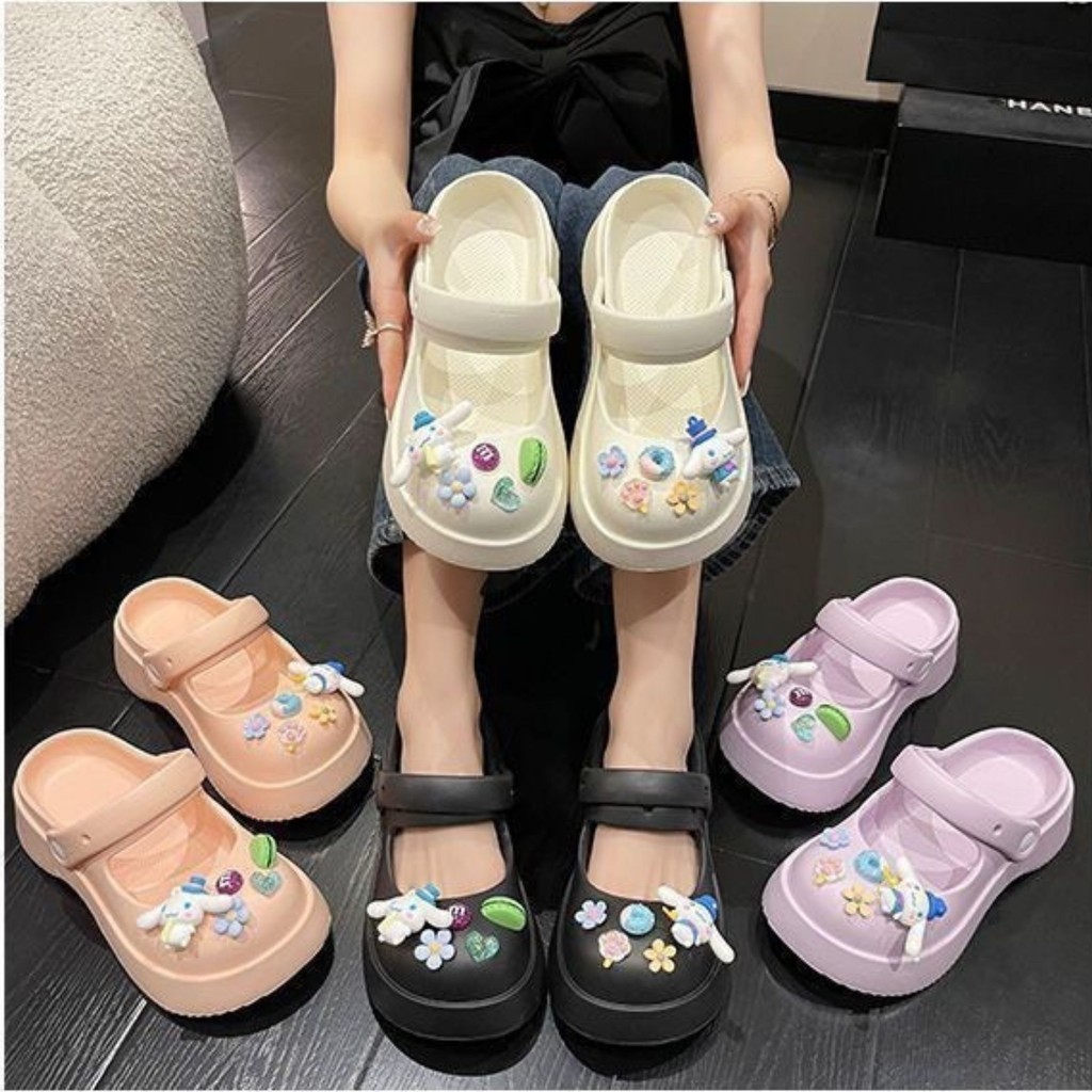 Dép Cross Nữ Búp Bê Đế Độn 3cm, Dép Sục Cute Dáng Đẹp[ Tự Chọn Sticker ...