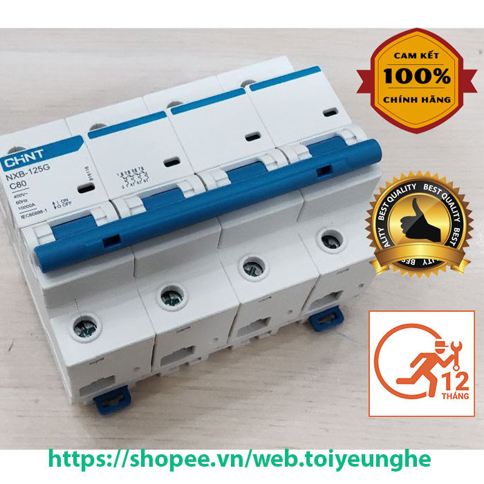 Aptomat MCB Chint NXB-125G 4 pha 80A 100A 125A XÁC TO NXB-125 4P | Shopee Việt Nam