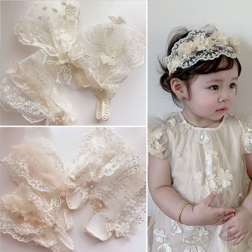 Băng đô ren cho bé, phụ kiện tóc cho bé 3 tháng-3 tuổi Công chúa Turban ...
