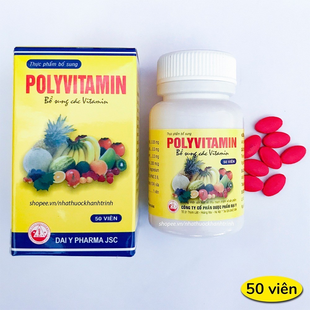Polyvitamin hộp 50 viên - Bổ sung các loại vitamin C - B1 - B2 - B5 ...