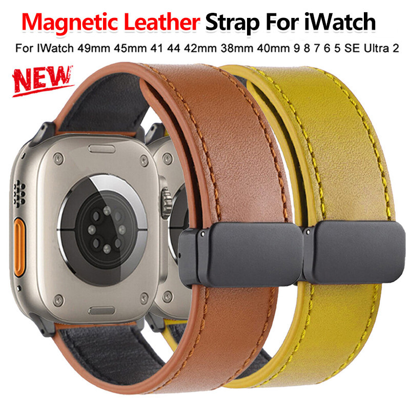 Dây da từ tính tương thích với Apple Watch Ultra 49mm 45mm 41mm 44mm ...