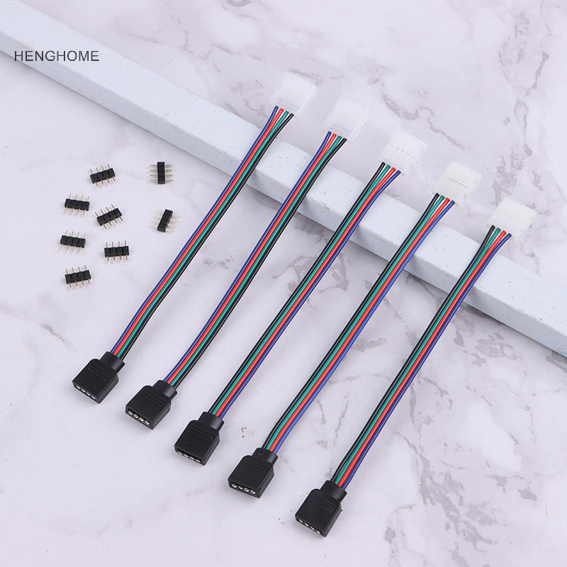 Henghome 5 Cái 5050 LED RGB Dải Kết Nối Ánh Sáng 4 Pin Dây Dẫn Đến Bộ Điều Khiển Nhảy Không Hàn ...