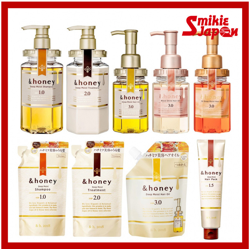 &honey Deep Moist Shampoo 440ml Treatment 445g/ Hair Oil 100ml /Hair Pack 130g Refill Made in ...