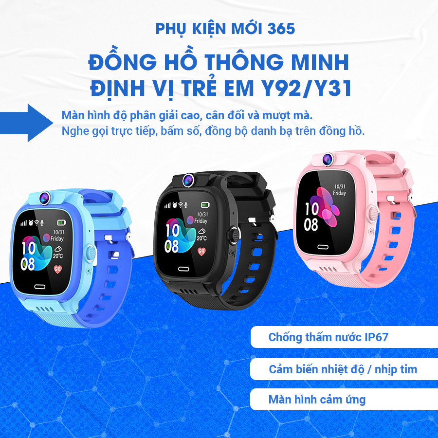 Đồng Hồ Định Vị Trẻ Em, Smart Watch ERA Y92/Y31 Lắp Sim Nghe Gọi 2 Chiều,Chống Nước Cho Bé ...