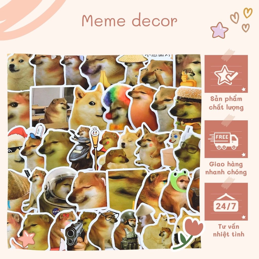 58 sticker hình dán meme chó Cheems Doge vui nhộn, trang trí độc đáo ...