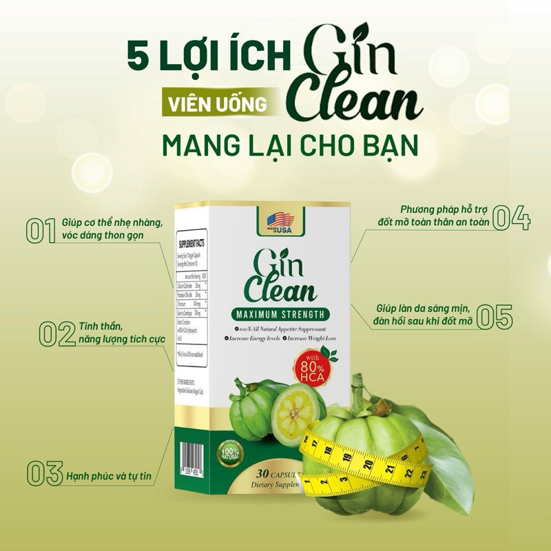 Viên Uống Gin Clean USA - Hỗ Trợ Đốt Mỡ, Siết Cơ (30 Viên) | Shopee Việt Nam