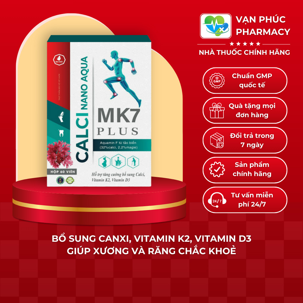 Canxi Hữu Cơ Calci Nano Aqua MK7 Plus Giúp Tăng Khả Năng Hấp Thu Canxi, Giúp Xương Chắc Khỏe 60 ...