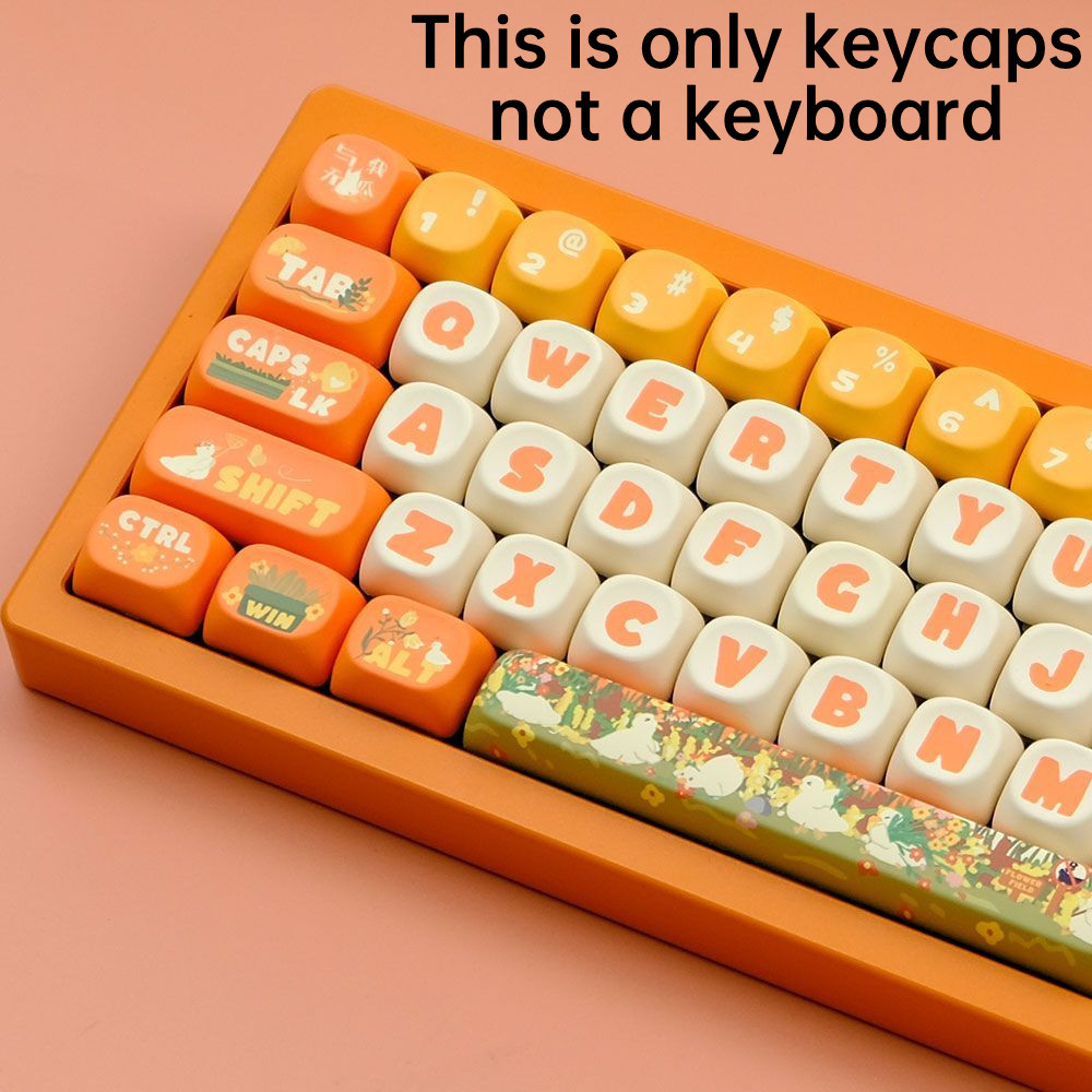 Pbt Keycap MOA Hoa và Vịt Cam Thu Nhiệt Keycap Bàn Phím Cơ Nhuộm Thăng Hoa Thích Ứng Với 61 / 63 ...