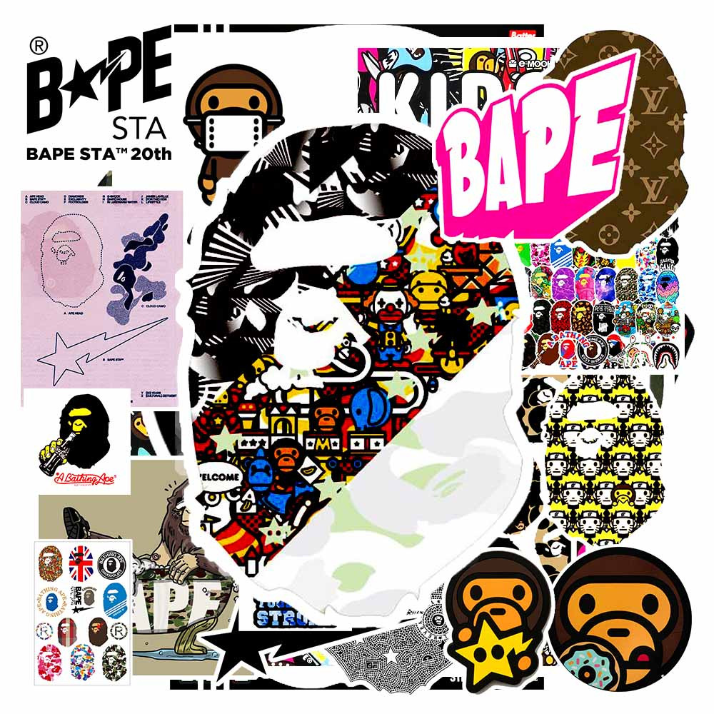 【Cán Màng Kim Tuyến】Bộ 50 Sticker BAPE – Decal Trang Trí Đa Năng ...