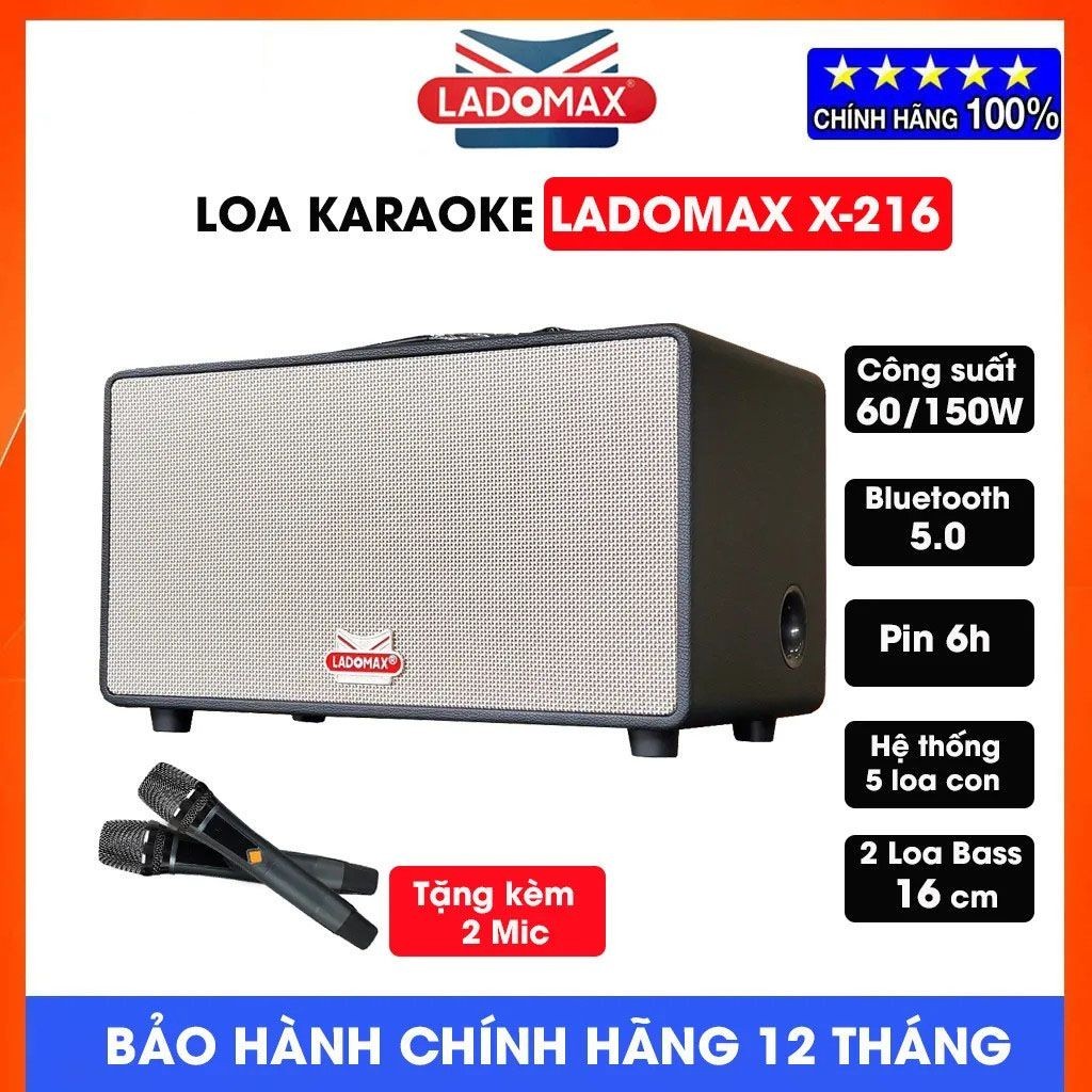 Loa Karaoke Xách Tay Ladomax X-216 | Công Suất 150W, Bluetooth 5.0, 2 Loa Bass 16cm, Pin 6h ...