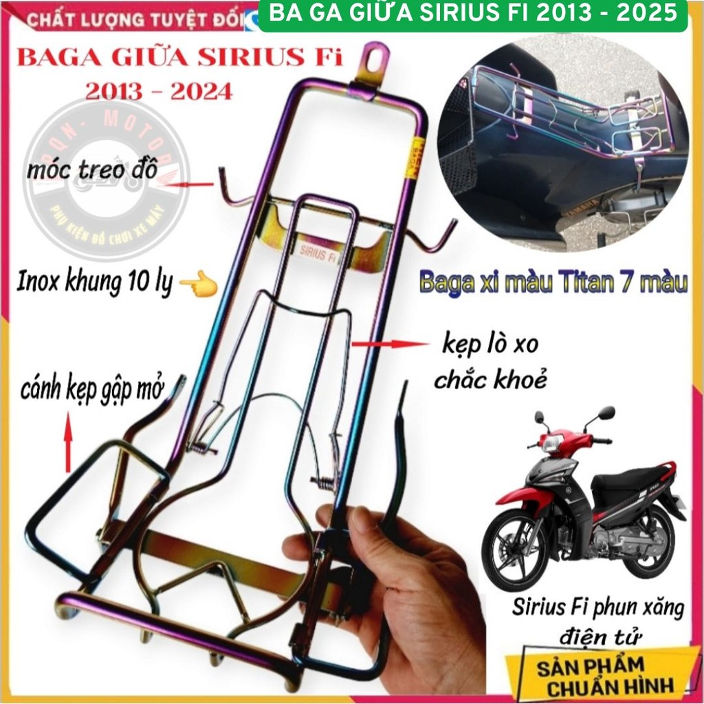 Baga Sirius Fi 2023 - 2025 , Sirius Thường RC Inox Dày10 Ly, Titan 7 ...