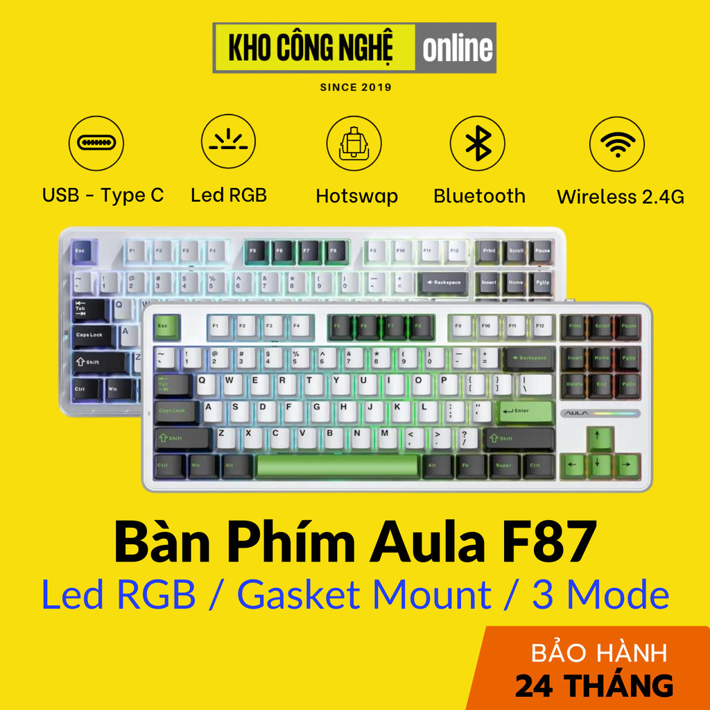 AULA F87 - Bàn phím cơ AULA F87 Không Dây, Gasket Mount, Led RGB, Kết Nối 3 Modes | Shopee Việt Nam