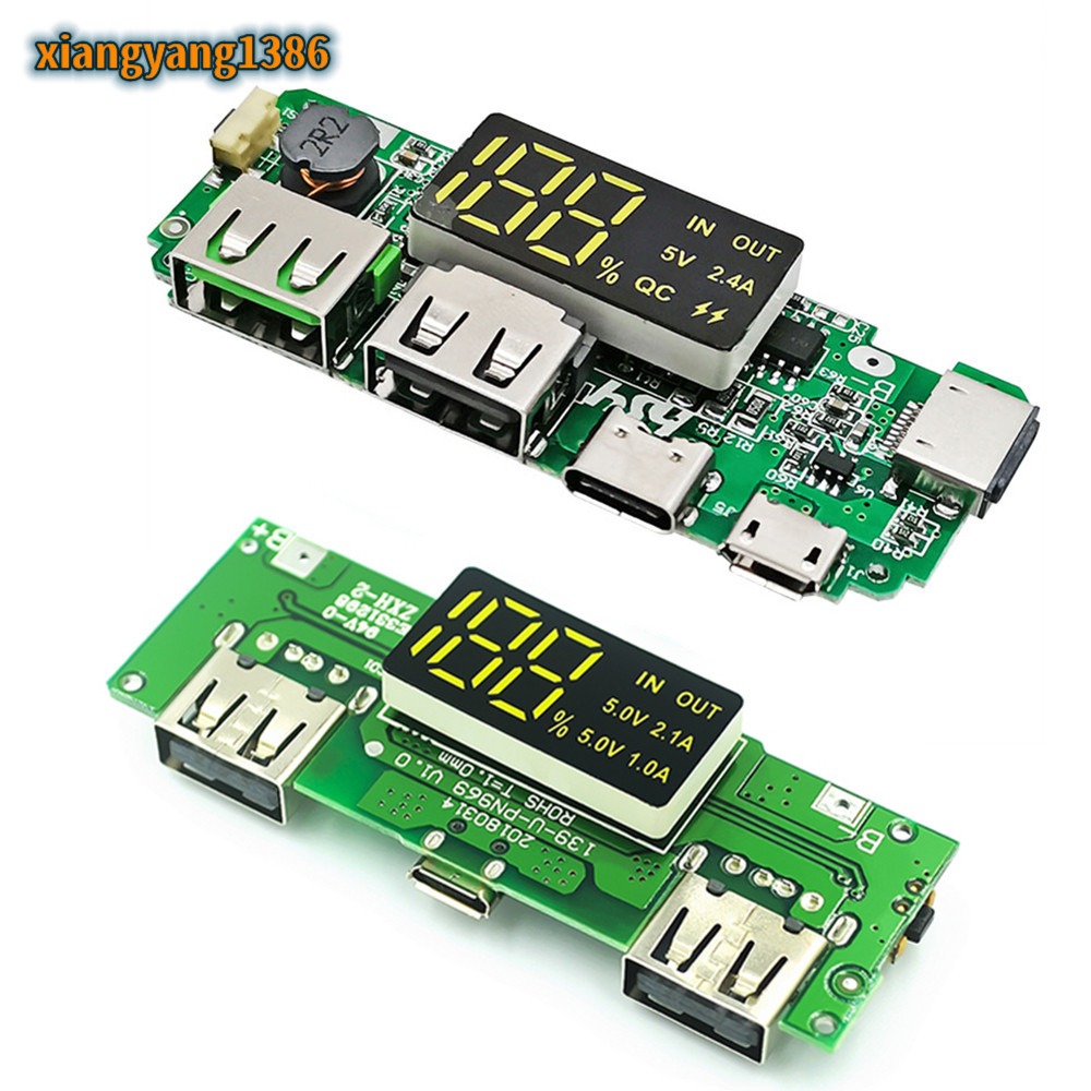 Led Dual USB 5V 2.4A 2A 1A Micro / Type-C USB Mobile Power Bank 18650 ...