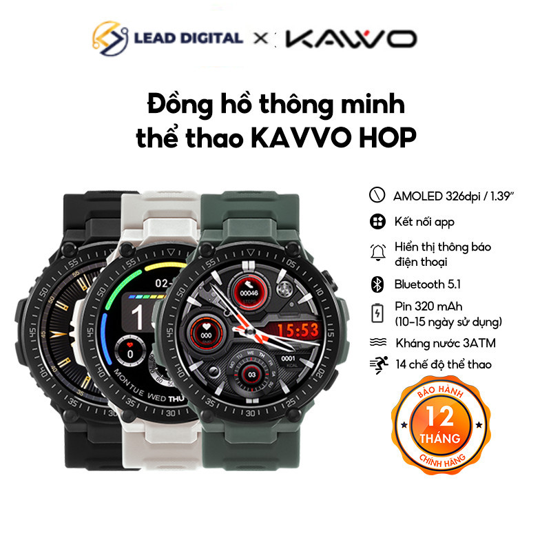 Đồng Hồ Thông Minh KAVVO HOP - Màn hình AMOLED HD 1.39Inch, đàm thoại ...