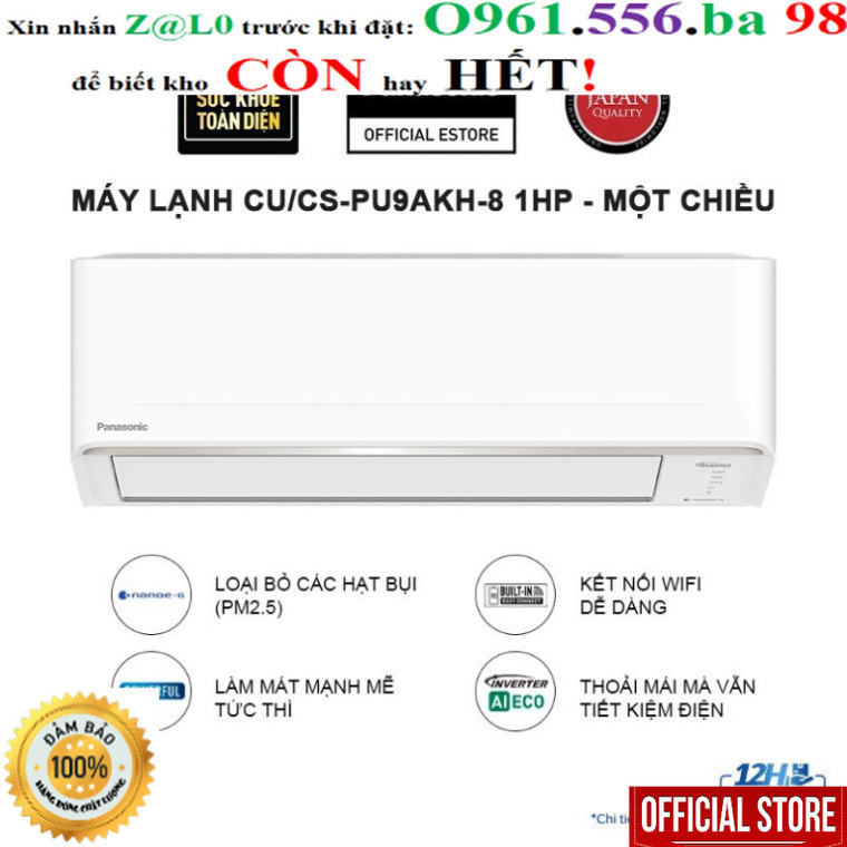 Máy lạnh/ Điều hòa Panasonic Inverter CU/CS-PU9AKH-8 - Công suất 1HP - | Shopee Việt Nam
