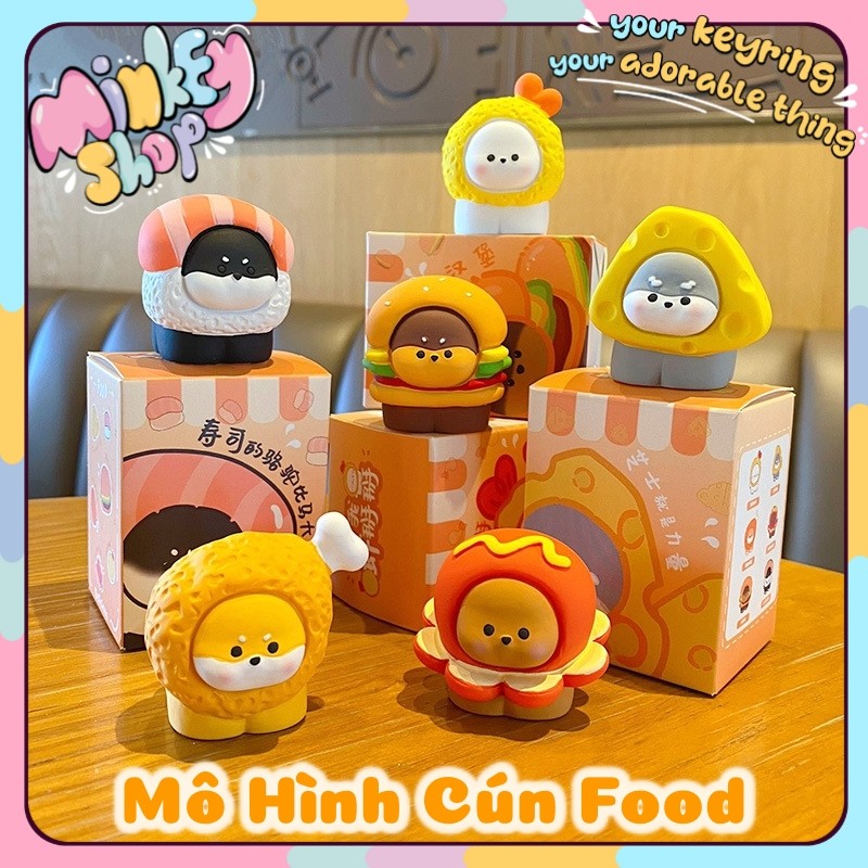Bộ Mô Hình Cún Food Cute trang trí bàn làm việc để xe oto vô tri dễ ...