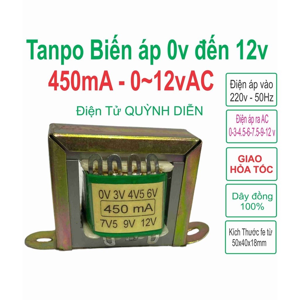 Biến áp đối xứng hạ áp AC vào 220v ra AC 0v ~ 12V - 450mA - LinhkienHD | Shopee Việt Nam