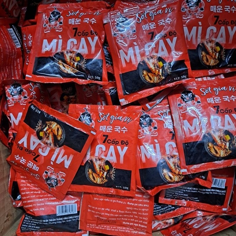 Combo 100 gói gia vị cay 7 cấp độ gói 50 g chuyên nấu mì cay, nguyên liệu mì cay 7 cấp độ gói 50 ...