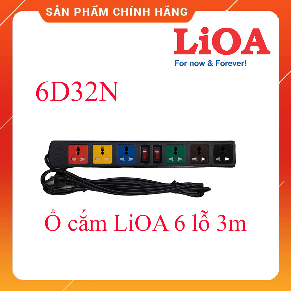 Ổ cắm điện LiOA 6 lỗ 3m 6D32N 6 ổ 3 chấu đa năng kéo dài chính hãng - Điện nước Quân Hiền ...