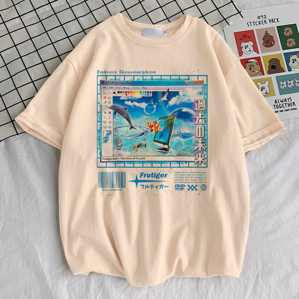 Frutiger Aero top tees nữ kawaii Y2k Đồ họa đầy màu sắc Punk Áo thun ...