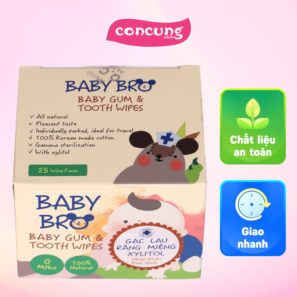 Gạc vệ sinh răng miệng Baby Bro cho bé (25 miếng/hộp) | Shopee Việt Nam