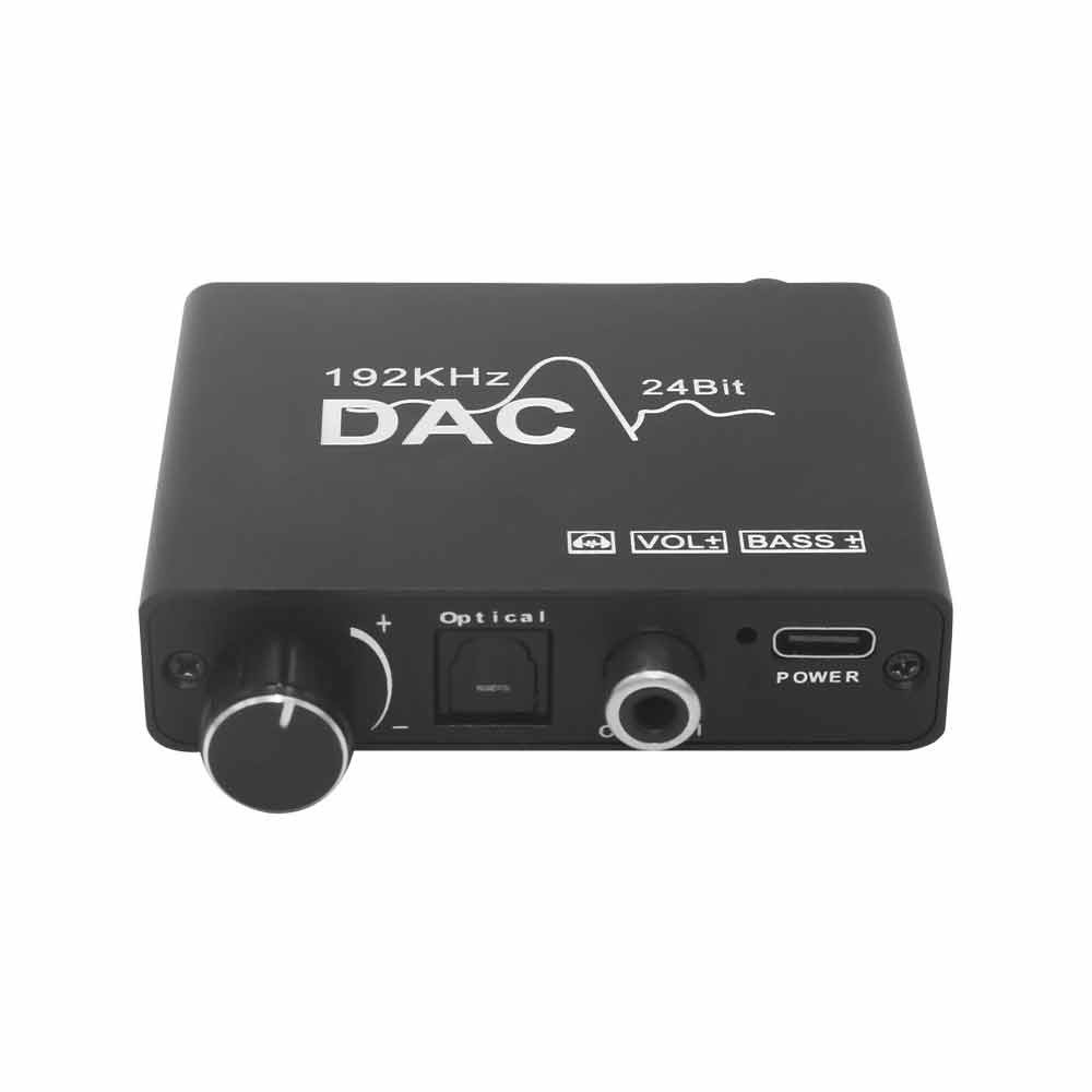 Digital to Analog Audio Converter DAC Optical Adapter + Volume and Bass ...
