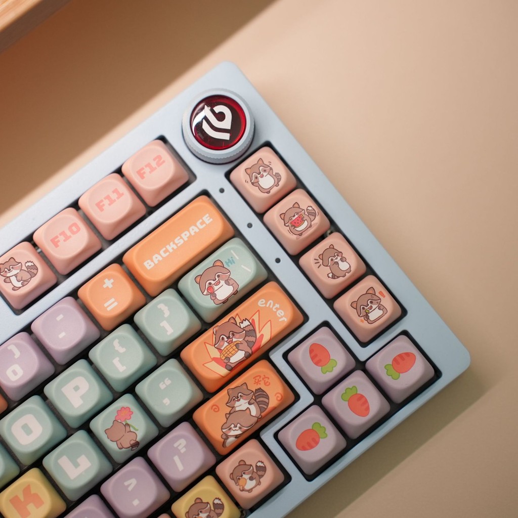 Dễ Thương Raccoon Keycaps MOA Profile PBT 5 Mặt DYE-SUB Tròn Nữ Tùy ...