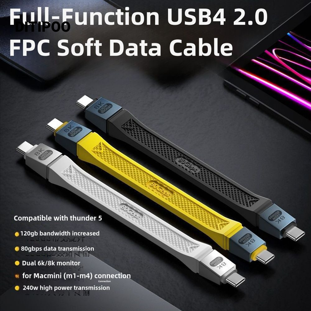 Dây mềm DITIPOO FPC, Cáp dữ liệu Thunder-bolt 5 80 / 120Gbps, Chip đánh dấu điện tử linh hoạt 8K ...