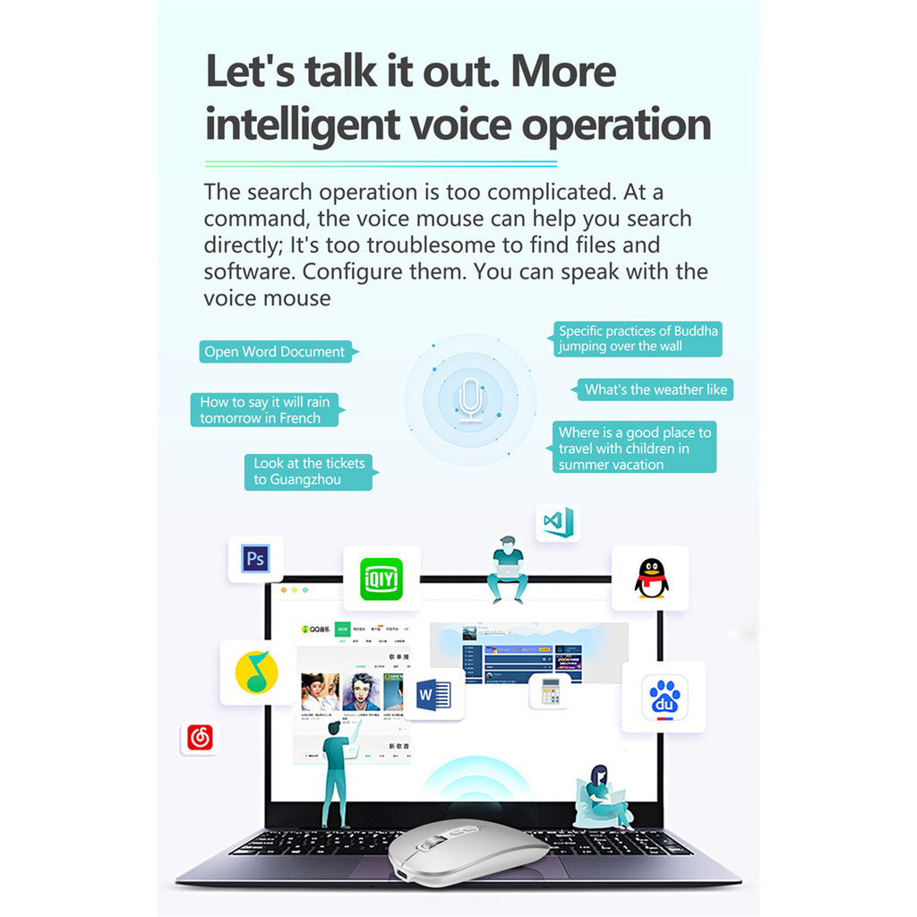 Ai Smart Voice Mouse Speech to Text Mouse Chuột Bluetooth không dây 2 ...