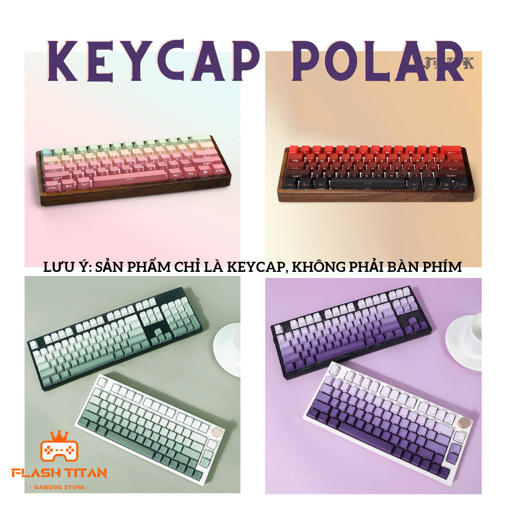 Keycap JKDK Polar PBT phối màu Ombre - OEM profile - Keycap custom hiệu ứng ánh sáng đẹp mắt ...