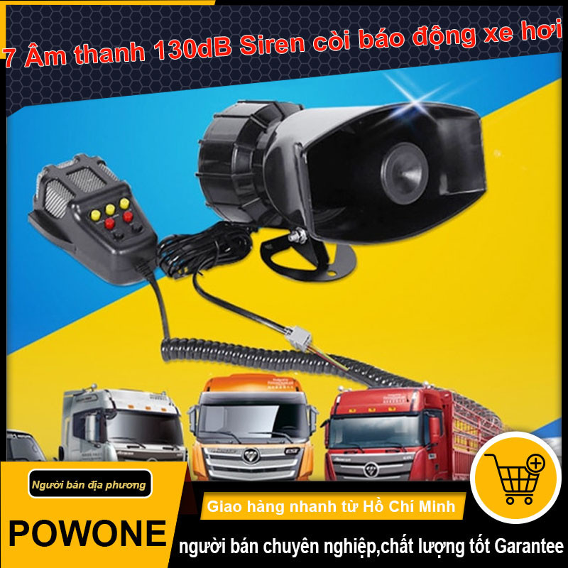 POWONE Còi hú 12V 100W Còi báo động Loa cảnh cầm tay 7 âm Không thấm ...