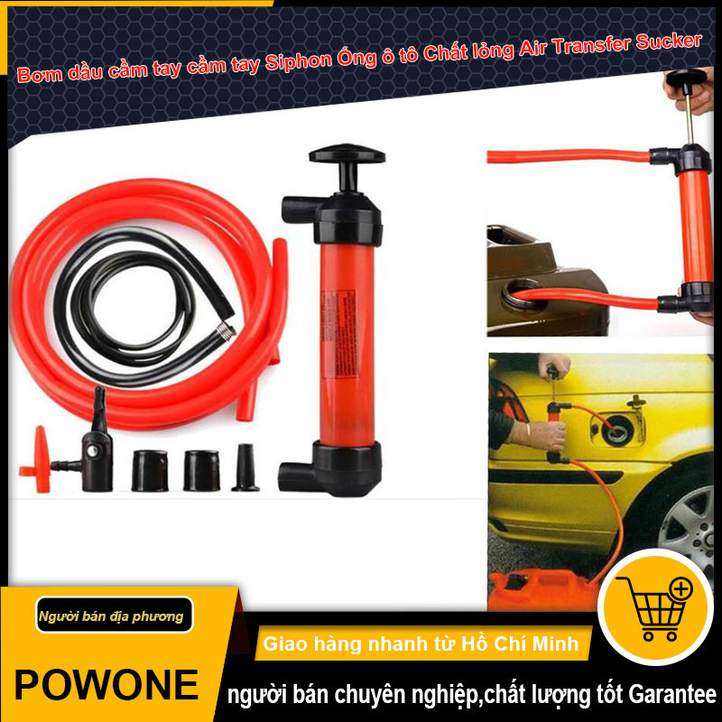 POWONE Bơm dầu cầm tay cầm tay Siphon Ống ô tô Chất lỏng Air Transfer ...