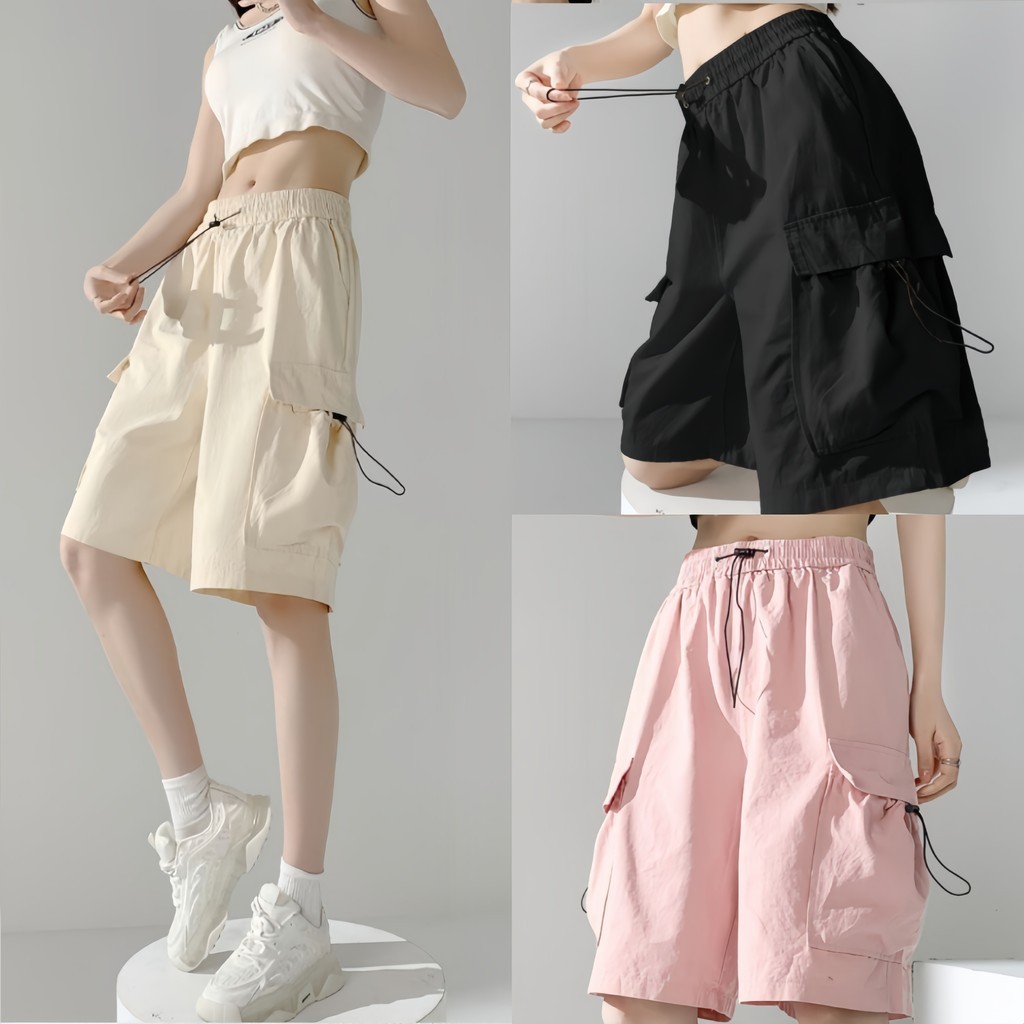 【S-2XL】Y2K Unisex Quần ngắn Quần đùi nữ Quần Short ống rộng Quần cargo pants túi hộp BIGSIZE ...