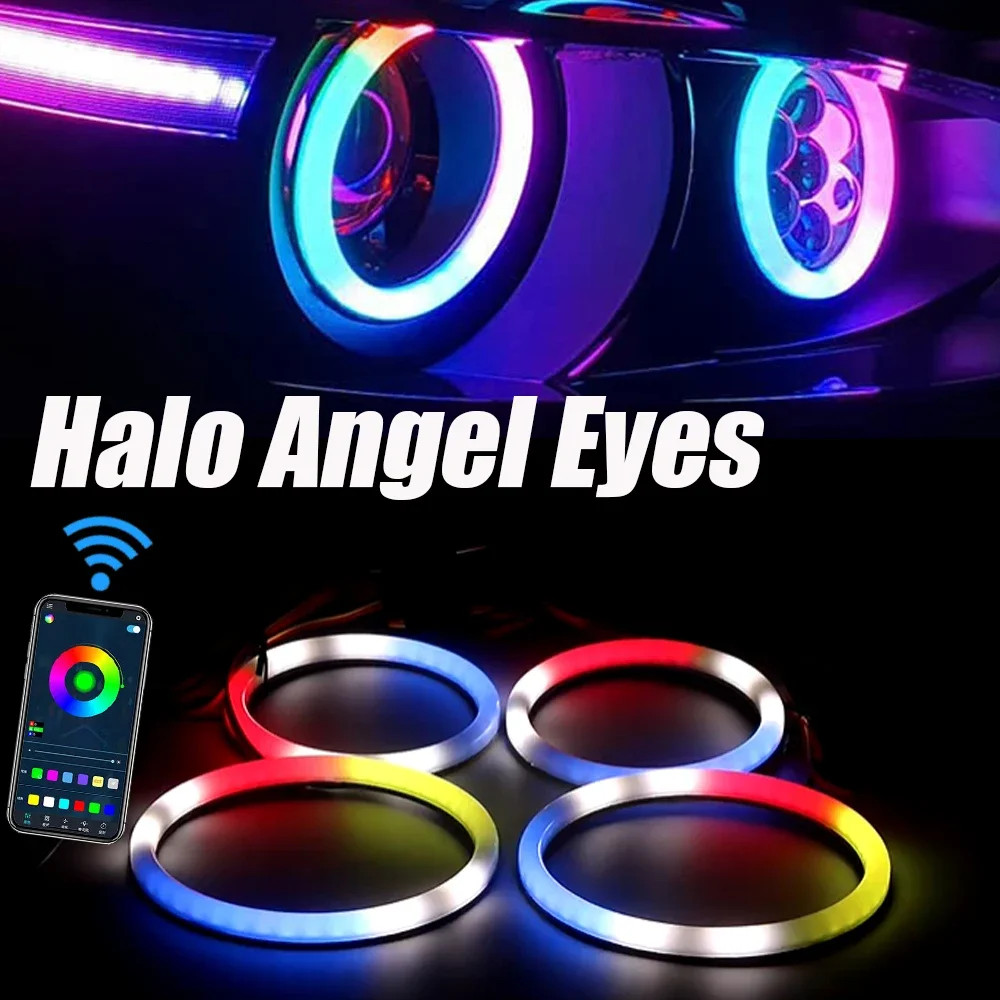 [Sẵn sàng] 4 chiếc 12V 24V RGB Cotton LED Angel Eyes Halo Nhẫn 60mm ...