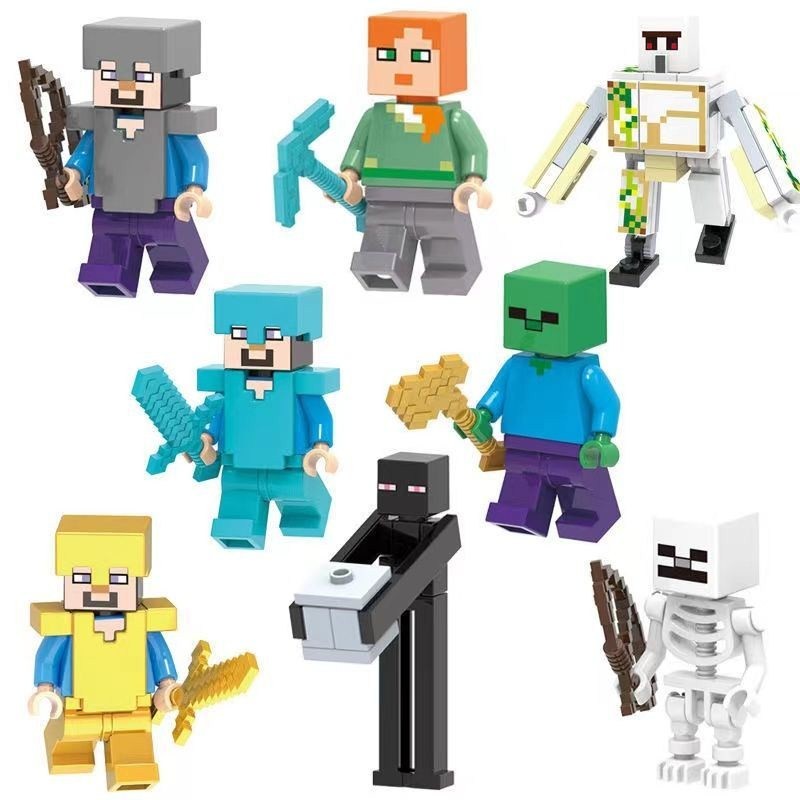 Khối xây dựng tương thích Minecraft Steve Enderman Alex Iron Golem ...