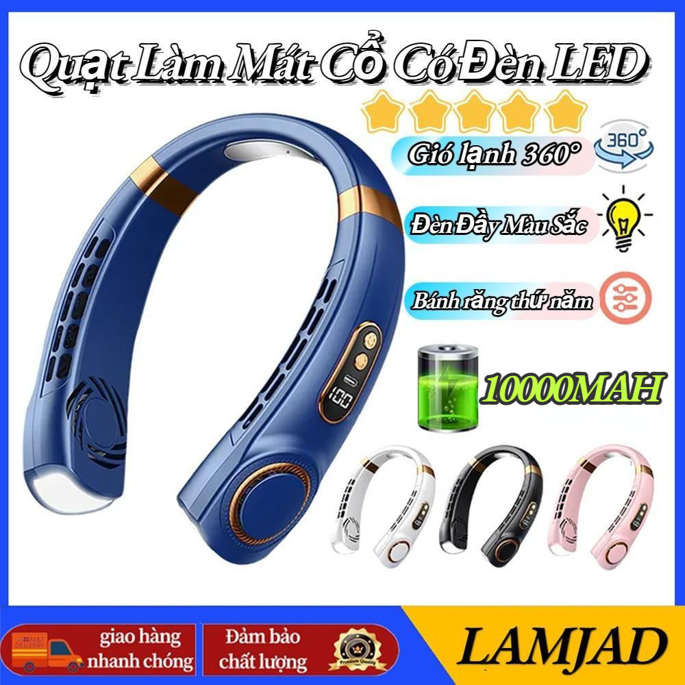 LAMJAD-Quạt Đeo Cổ Thông Minh 360 Độ, Quạt Cổ Mini Không Cánh Có Màn ...