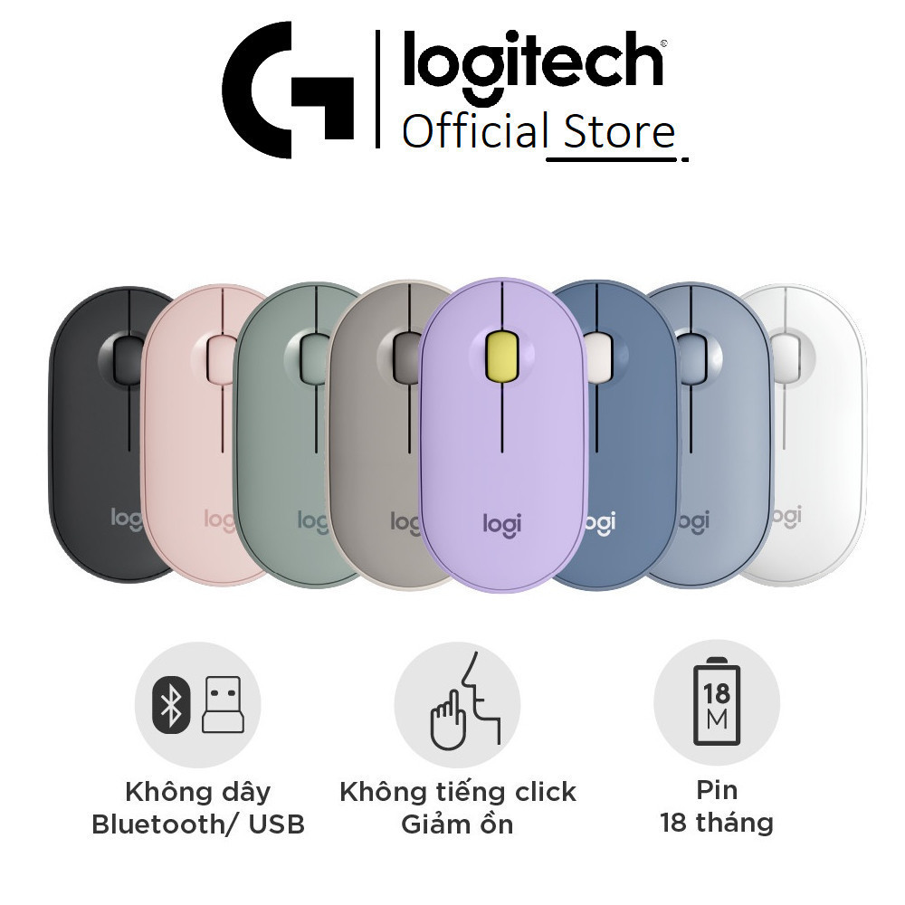 Chuột không dây Yên lặng Logitech M350S / M350 Pebble Kết nối Bluetooth ...
