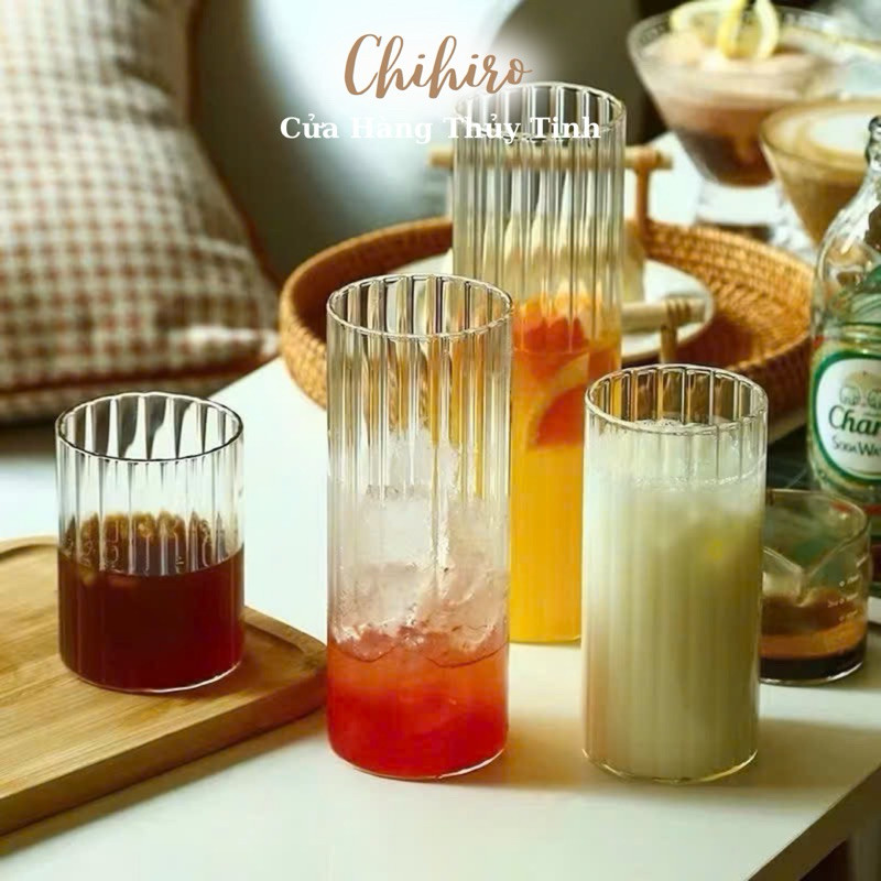 Ly thủy tinh trụ sọc 250ml,350ml ,450ml,550ml cốc thủy tinh chịu nhiệt uống cafe,nước ép,sinh tố ...