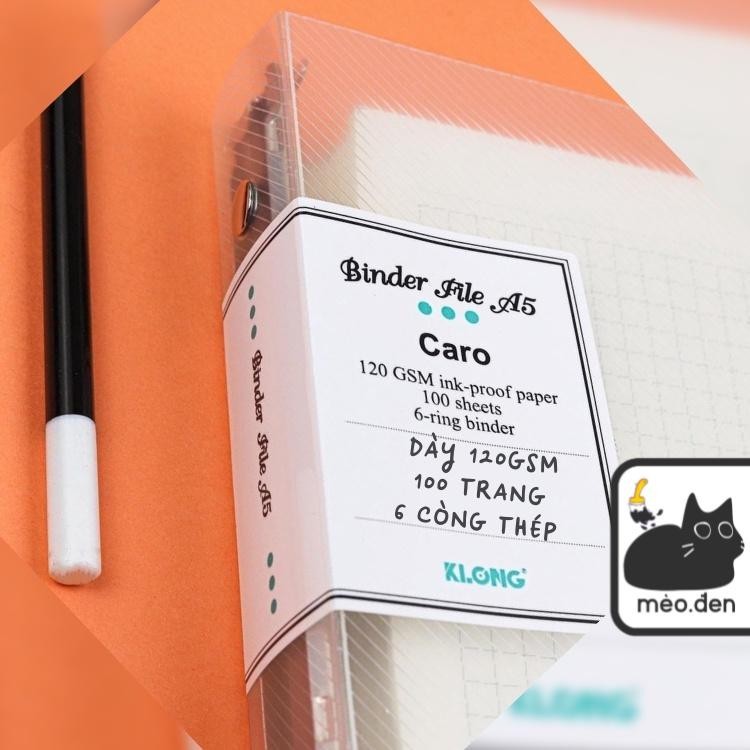 Sổ còng Caro Dot Grid bìa nhựa cứng A5 100 tờ - Bán lẻ ruột giấy thay - Văn phòng phẩm Haku ...