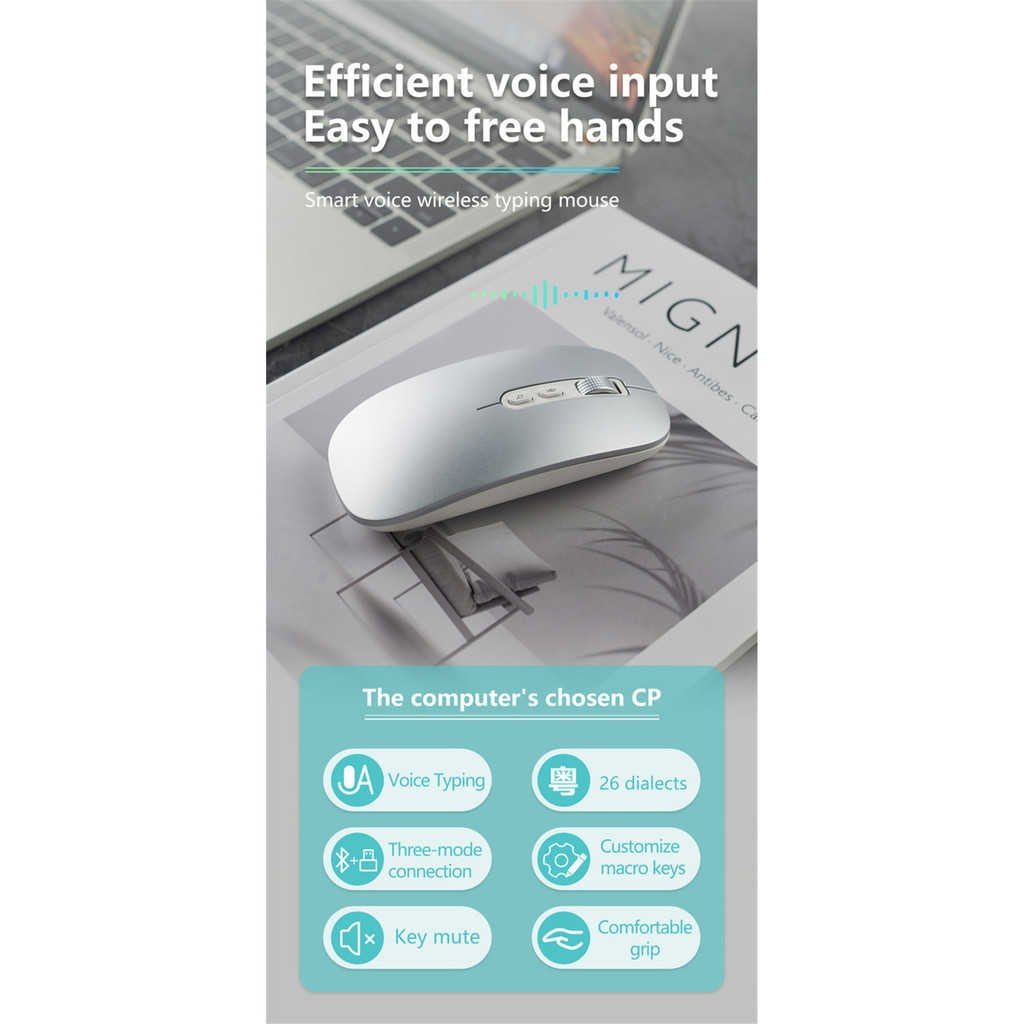 Ai Smart Voice Mouse Speech to Text Mouse Chuột Bluetooth không dây 2 ...