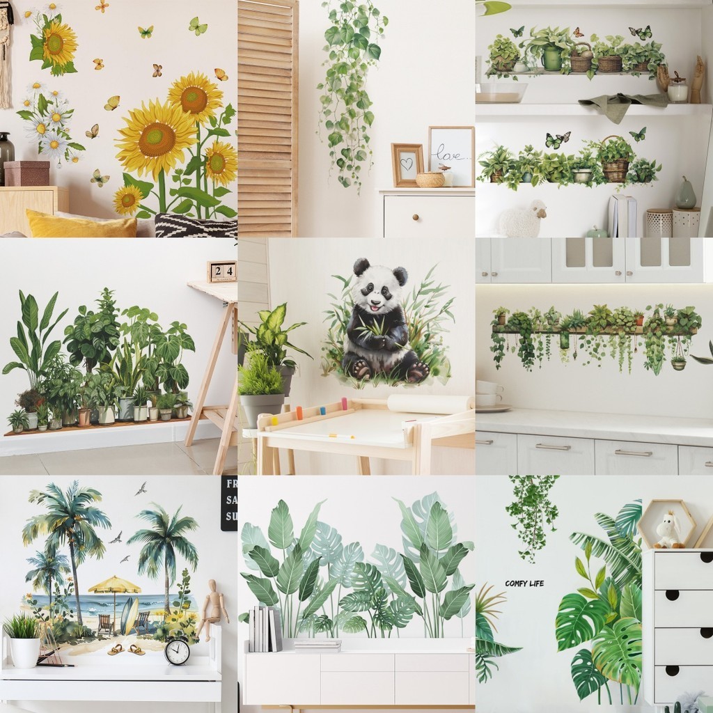 Rừng Mưa Xanh Thực Vật Monstera Dán Tường Trang Trí Nhà Phòng Khách Bắc ...