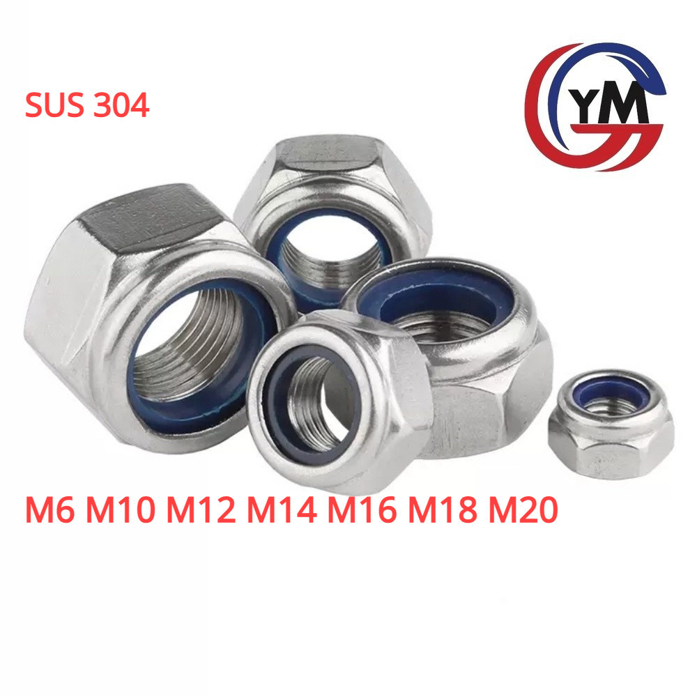 [Ymh1] Đai Ốc, Tán Keo Chống Tháo Inox 304/Đai ốc khóa inox 304 đầu PVC M6M10M12M14M16M18M20 ...
