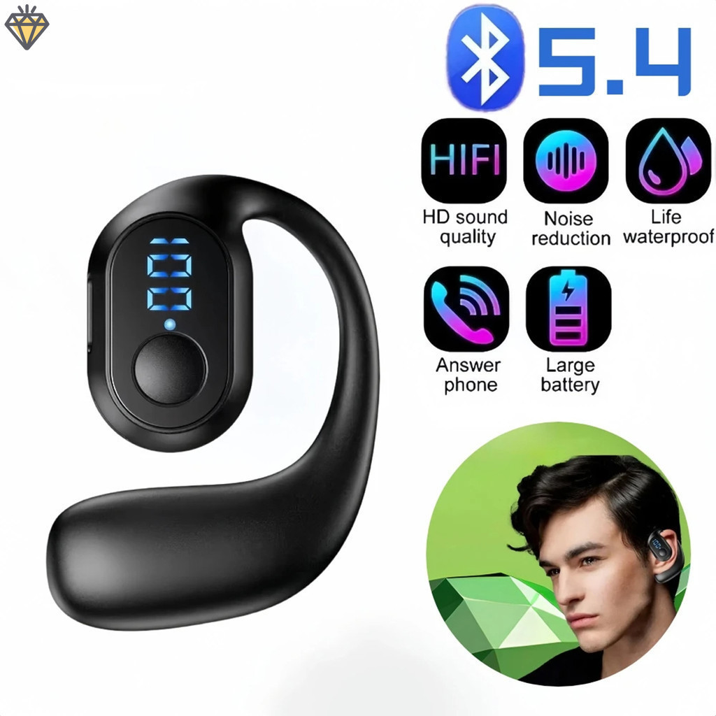 Tai nghe Bluetooth 5.4 không dây Màn hình kỹ thuật số Tai nghe đơn Tai nghe kinh doanh dự phòng ...