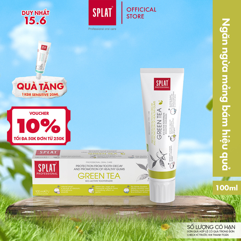 Kem Đánh Răng Ngừa Sâu Răng Hương Trà Xanh SPLAT Green Tea Professional ...
